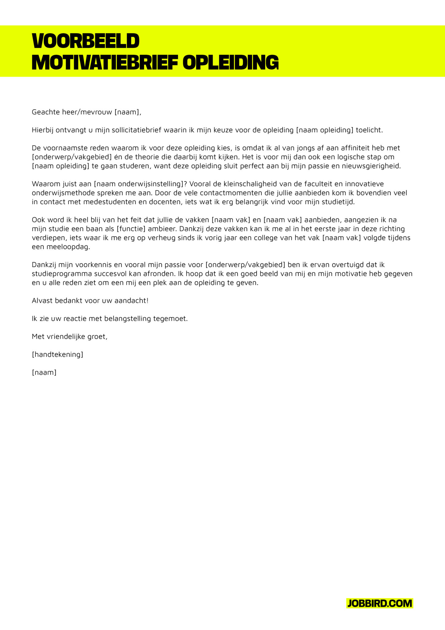 Motivatiebrief opleiding | Voorbeeld en tips | Jobbird
