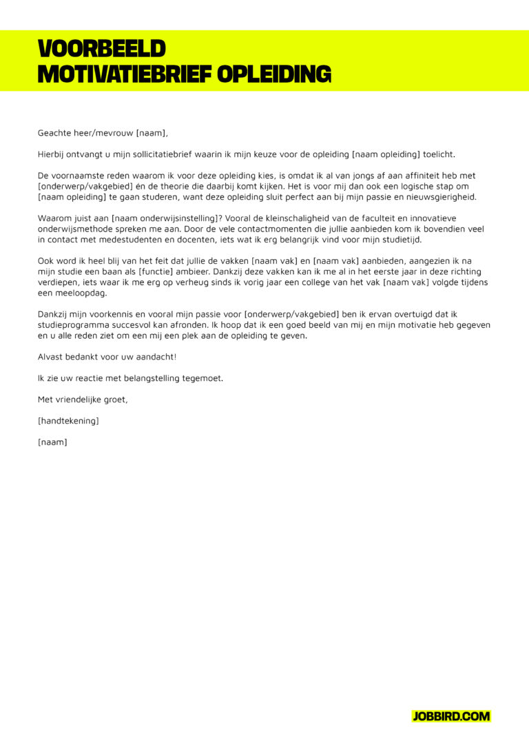 Motivatiebrief opleiding | Voorbeeld en tips | Jobbird
